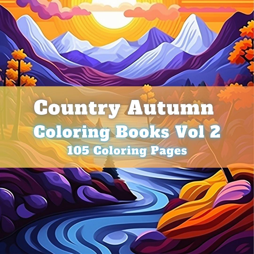Vol 2 105 Pages Country Autumn Coloring Book, Autumn Coloring Pages ...