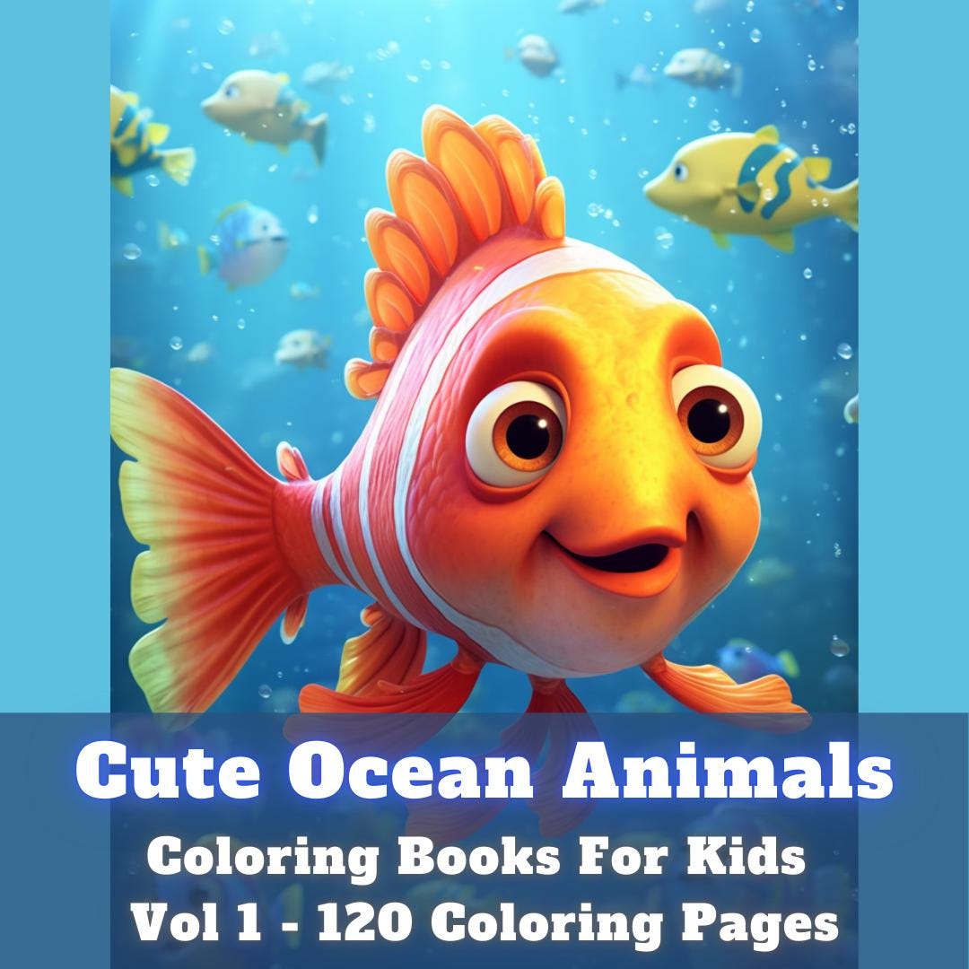 Vol 1 120 Ocean Baby Animals Coloring Book, Ocean Animals Coloring ...