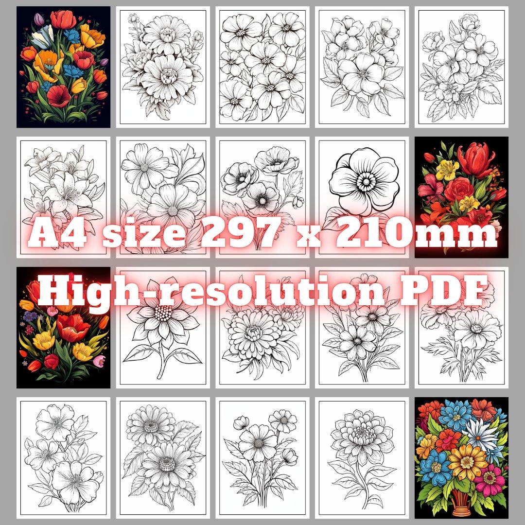 148 Elegant Flower Coloring Pages Vol 1 Adults and Kids Coloring Book ...