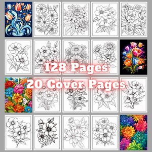 148 Elegant Flower Coloring Pages Vol 1 Adults and Kids Coloring Book ...