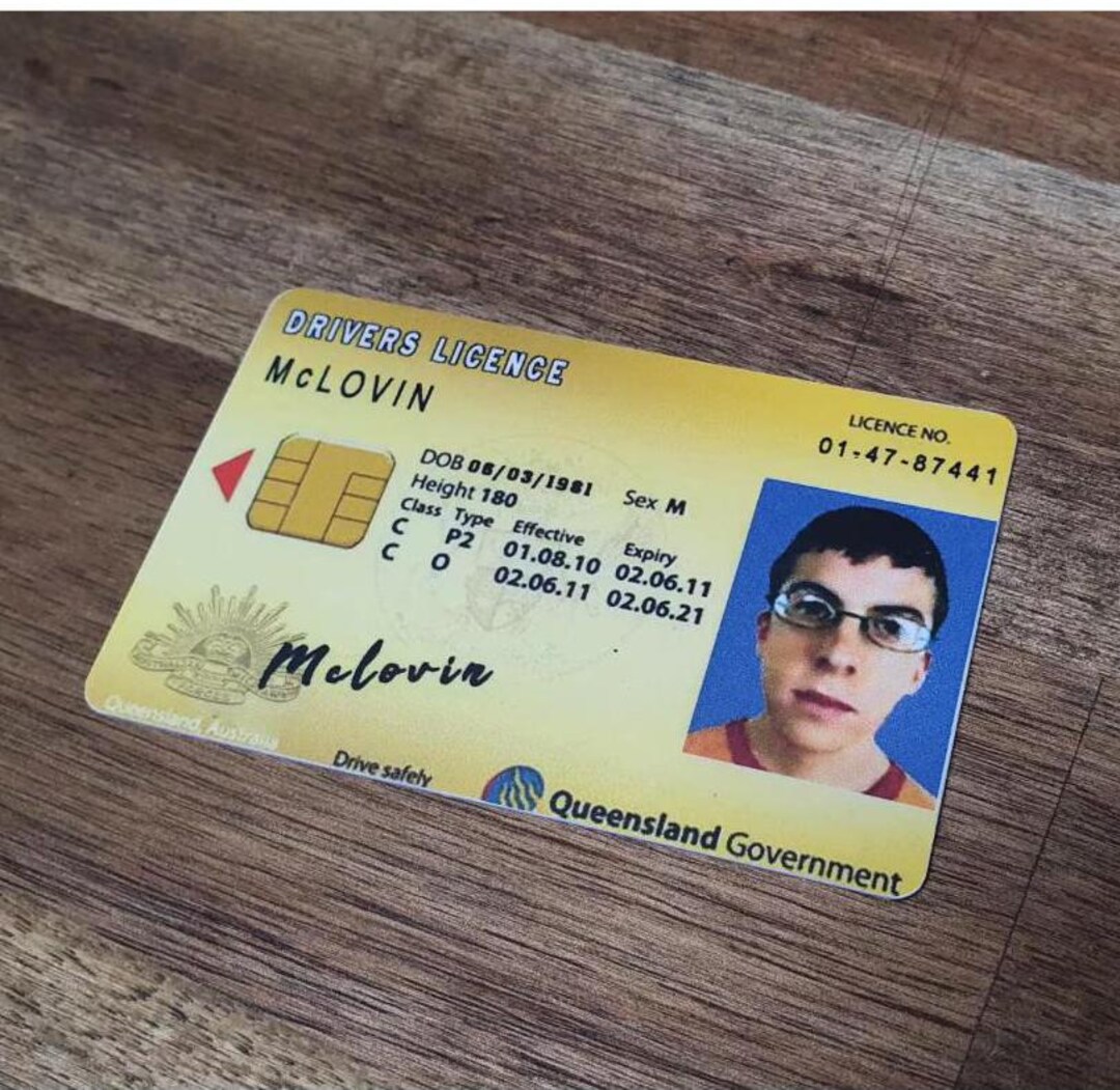 Mclovin QLD Australia ID Card Plastic - Parody Prop Gift Novelty ...