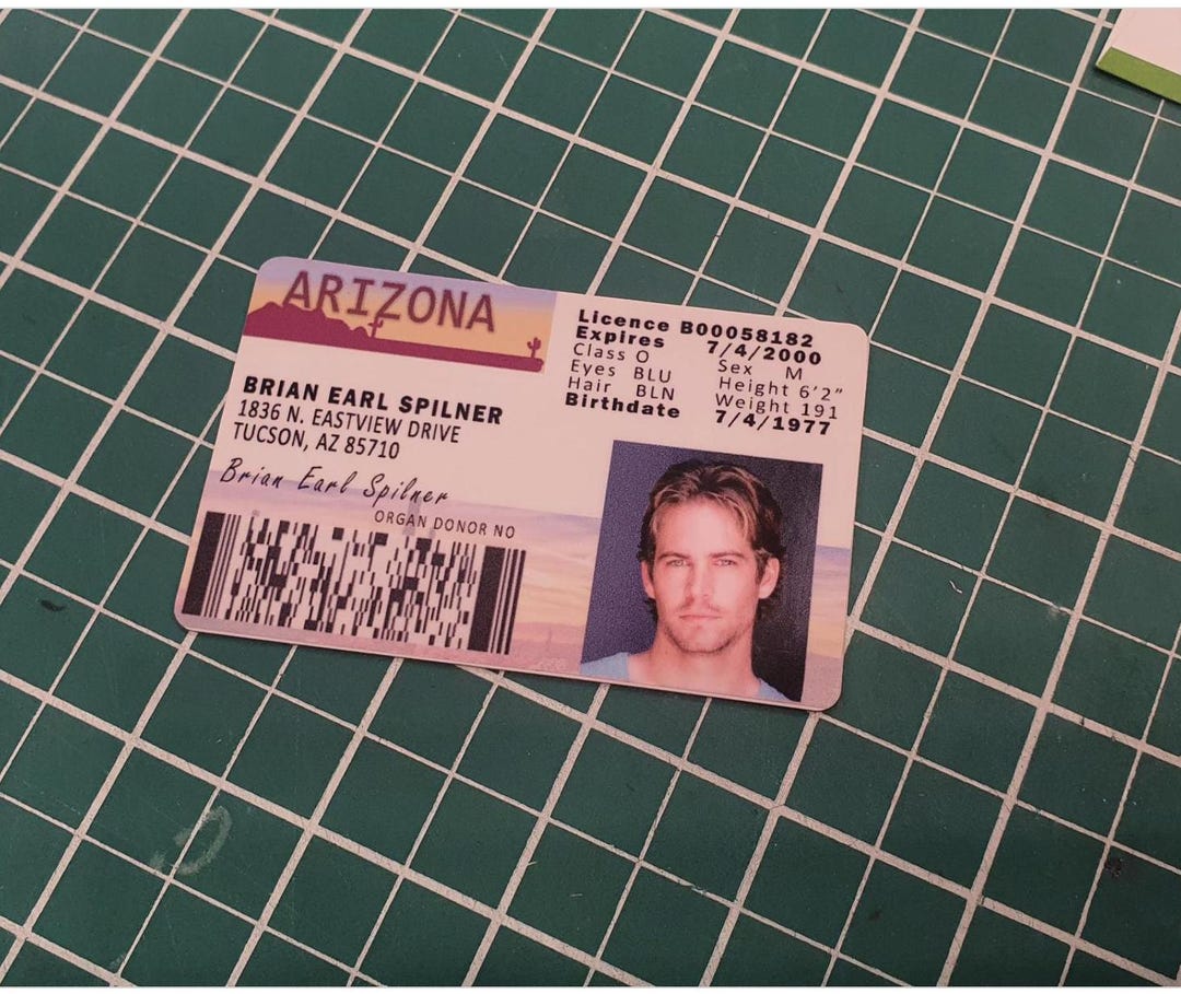 Paul Walker ID Card Plastic Novelty Brian Spilner Furious Fast - Etsy
