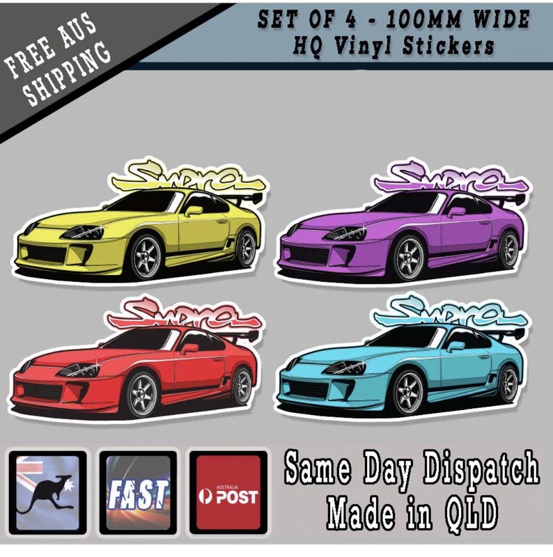 Toyota Supra Car Stickers Vinyl Decal Set of 4 - Etsy