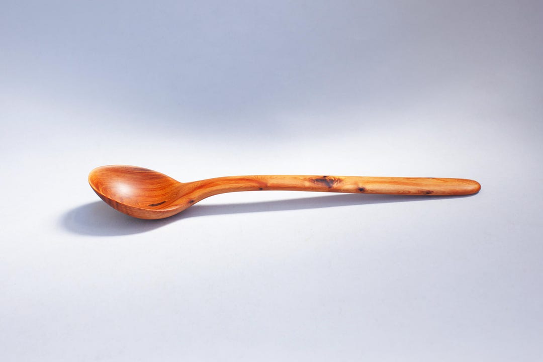 Hand-carved Juniper Wood Cooking Spoon – Rustic Kitchen Utensil ...