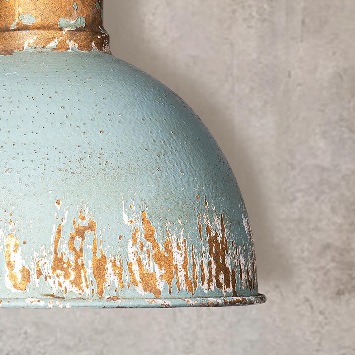 Vintage Industrial Style Hanging Pendant Light - Rustic Retro Cyan With ...