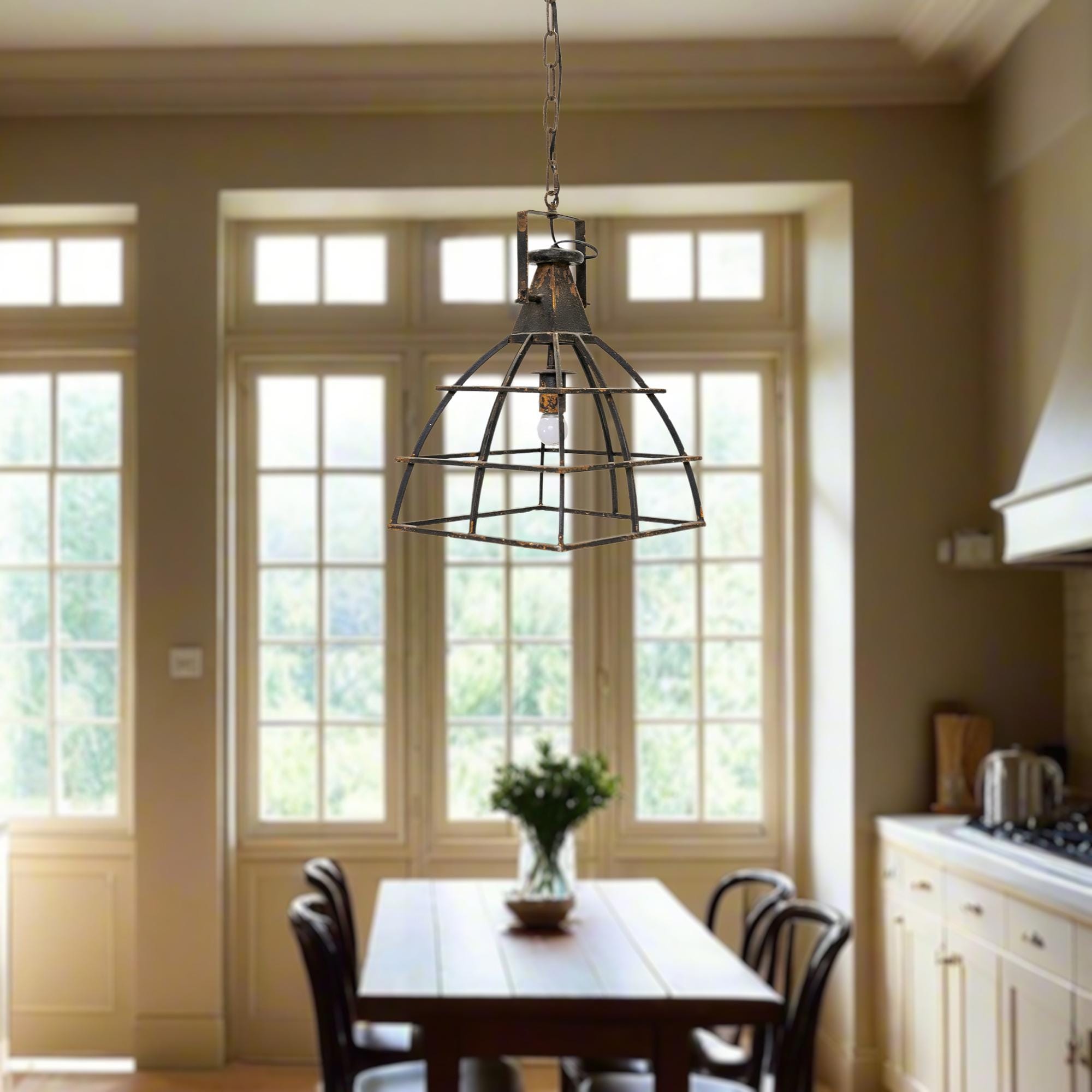 Vintage Metal Chandelier Farmhouse Chandelier Iron Chandelier Vintage ...