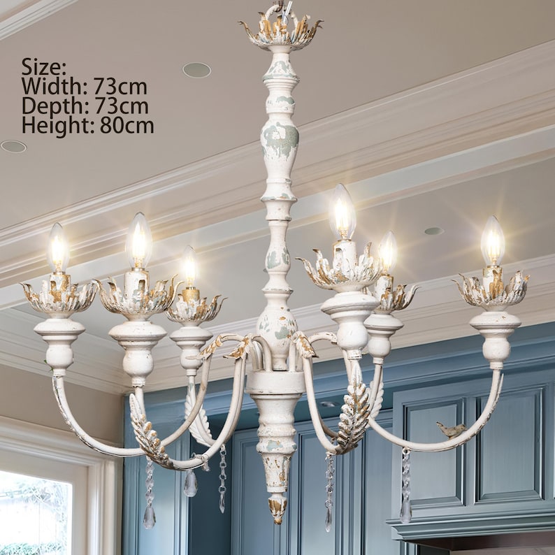 French Style Metal Pendant Light, Large White Pendant Light, Used for ...