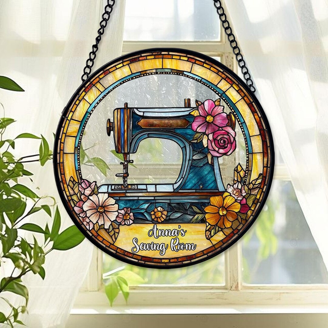 Custom Sewing Machine Window Hanging Ornament, Sewing Machine Faux ...