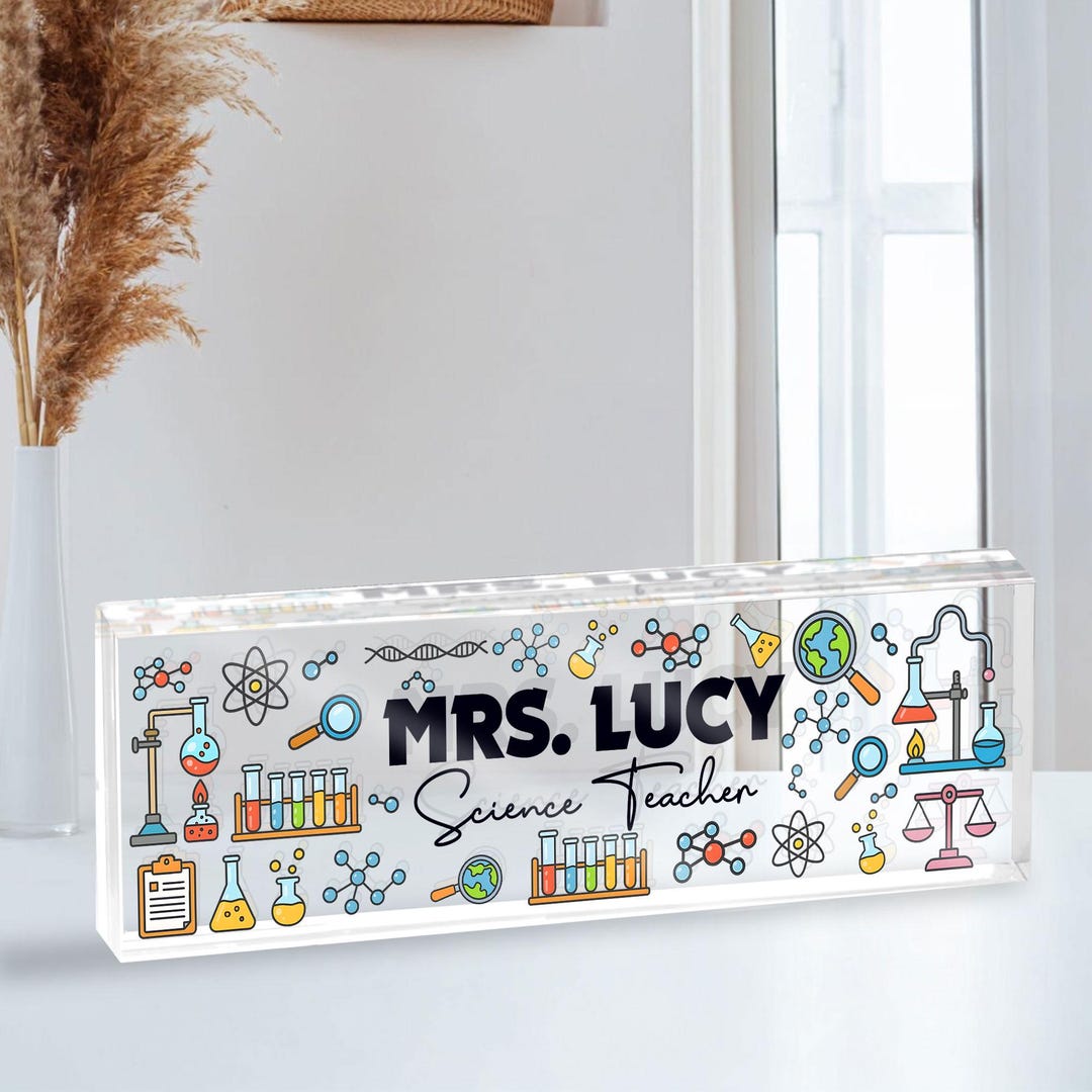 Science Teacher Name Plate Acrylic Desk Sign Personalized Gift for ...