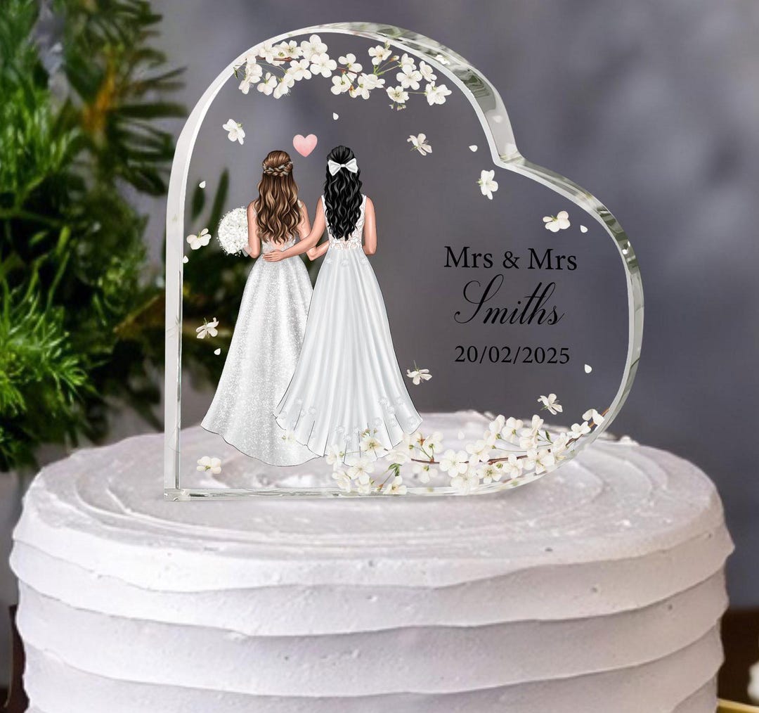 Custom Lesbian Wedding Cake Topper, LGBTQ Wedding Cake Topper Acrylic ...