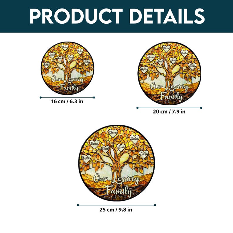 Custom Family Tree Names Window Hangings Suncatcher, Family Names Faux ...