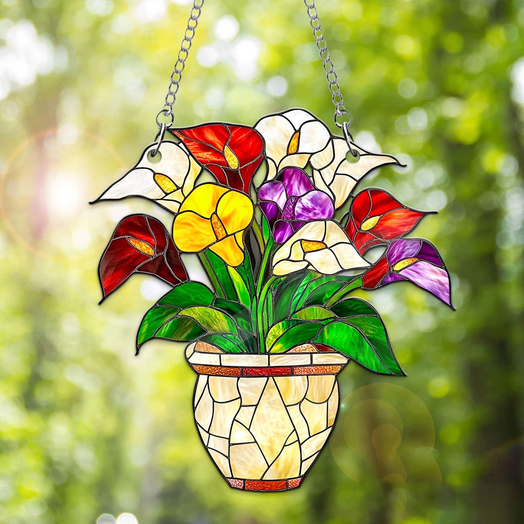 Colorful Calla Lily ACRYLIC Suncatcher Hanging Decor Home, Multicolor ...