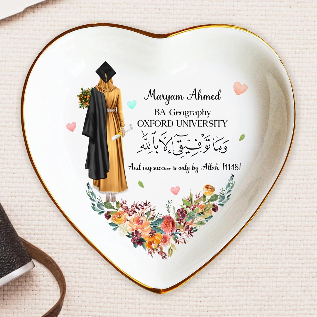 Custom Muslim Graduation Woman With Muslim Quote Ring/ Necklace Dish ...