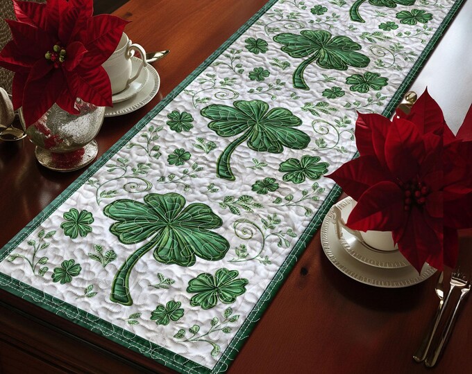 Patrick Shamrock Quilt Table Runner, St Patrick’s Day Table Decor ...