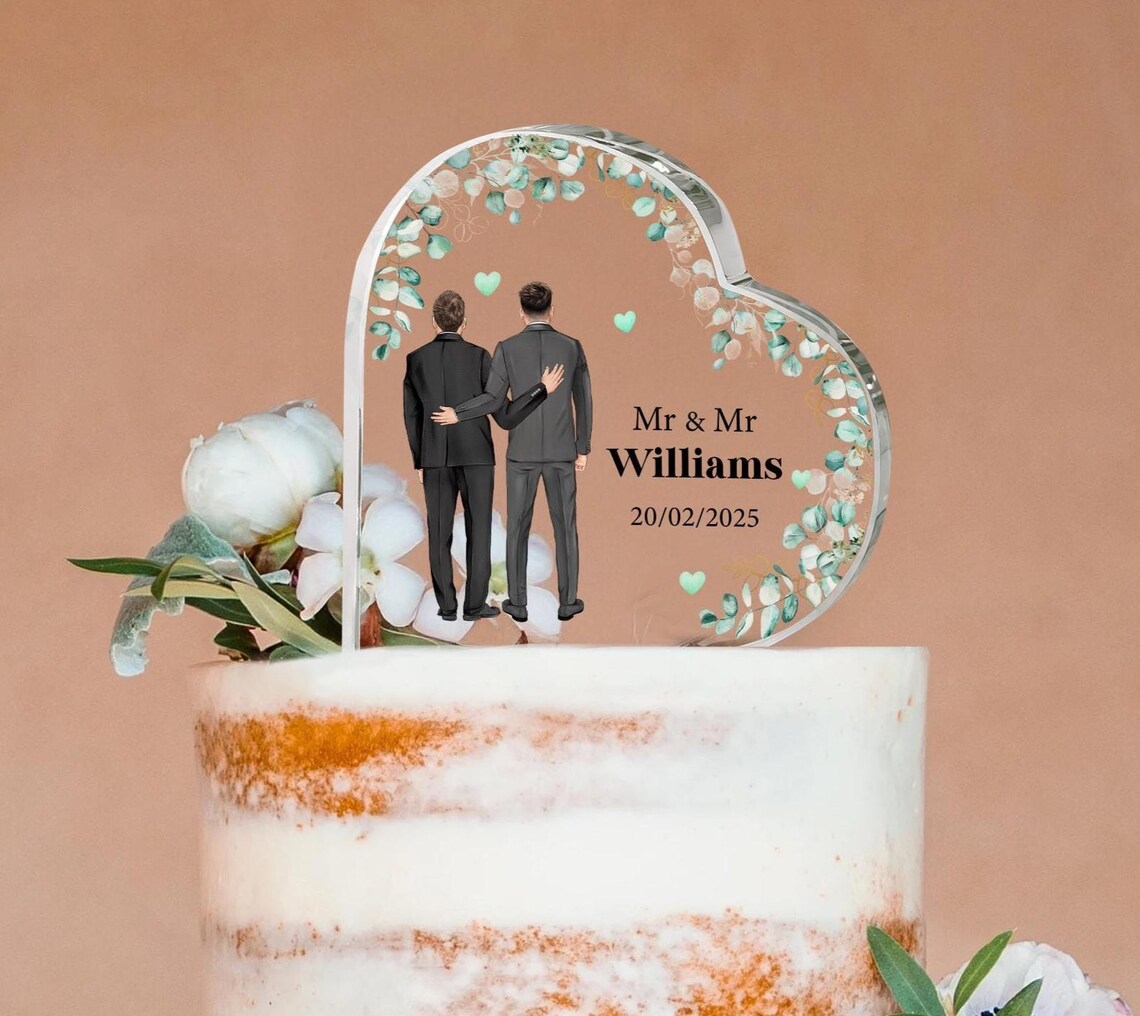 Custom Gay Wedding Cake Topper, LGBTQ Wedding Cake Topper Acrylic Block ...