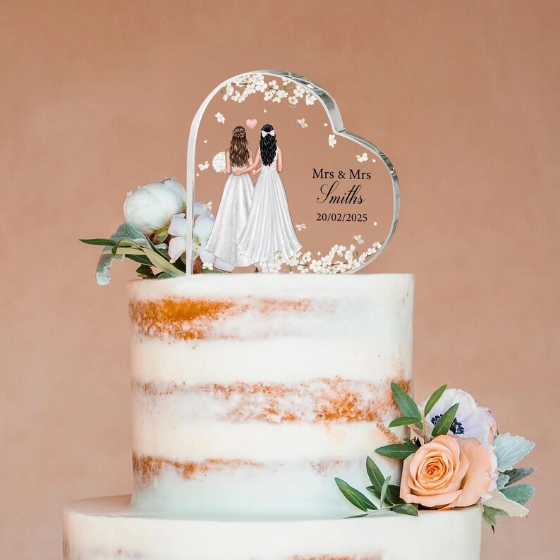 Custom Lesbian Wedding Cake Topper, LGBTQ Wedding Cake Topper Acrylic ...