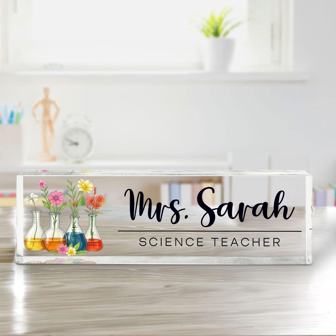 Science Teacher Name Plate Acrylic Desk Sign Personalized Gift for ...