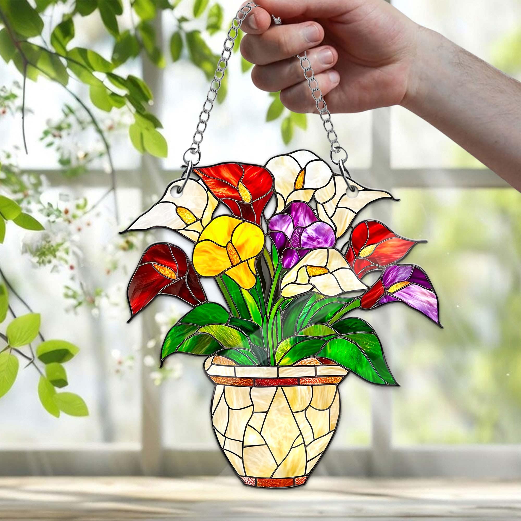 Colorful Calla Lily ACRYLIC Suncatcher Hanging Decor Home, Multicolor ...