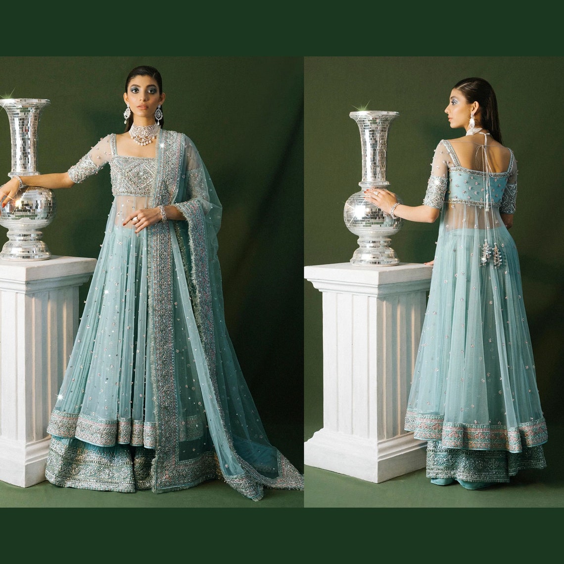 Woman Wedding Reception Dress , Woman Wedding Sharara Set , Indian ...