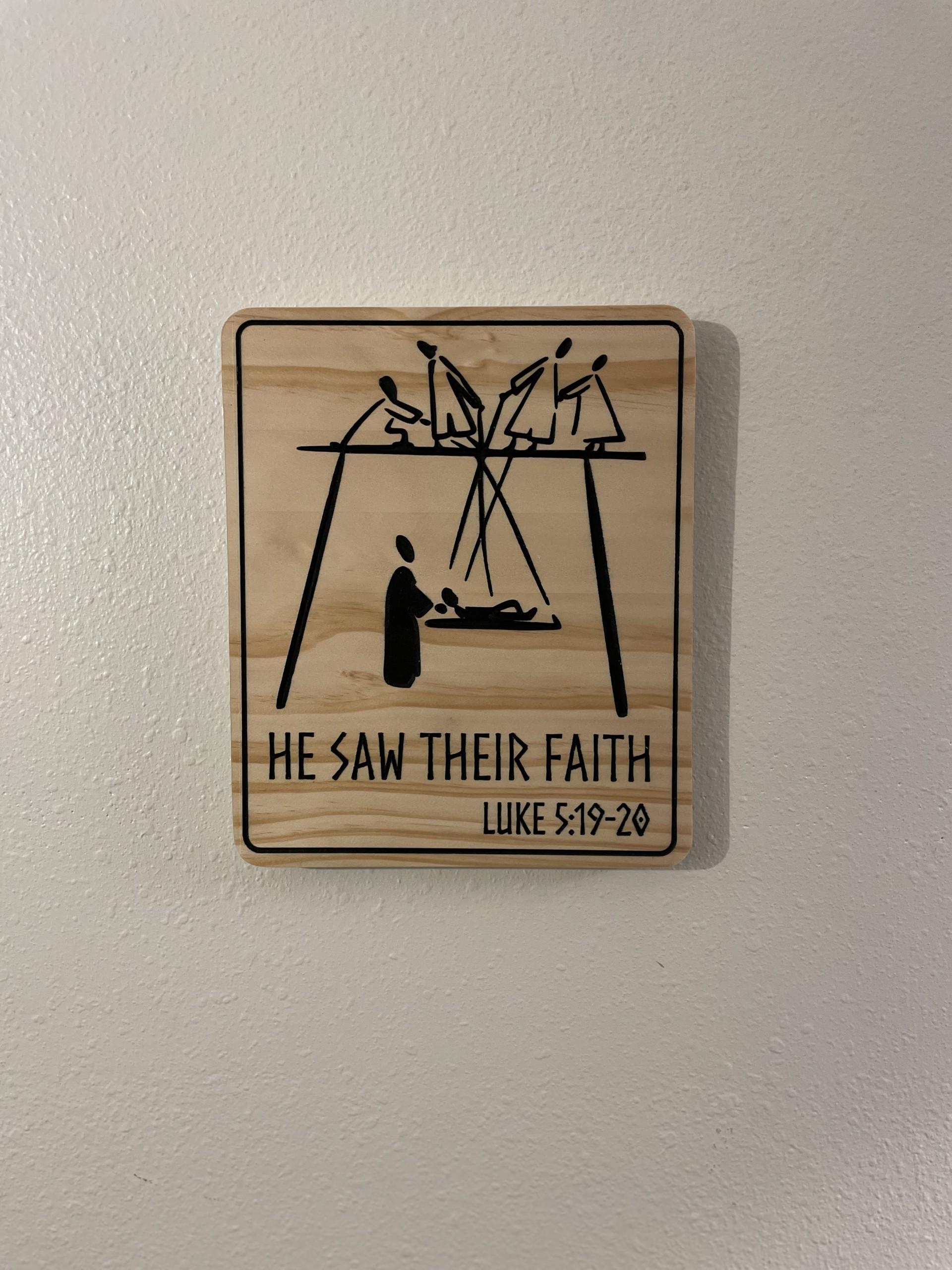 Luke 5:19-20, Wall Décor, Bible Verse Art, "he Saw Their Faith" - Etsy