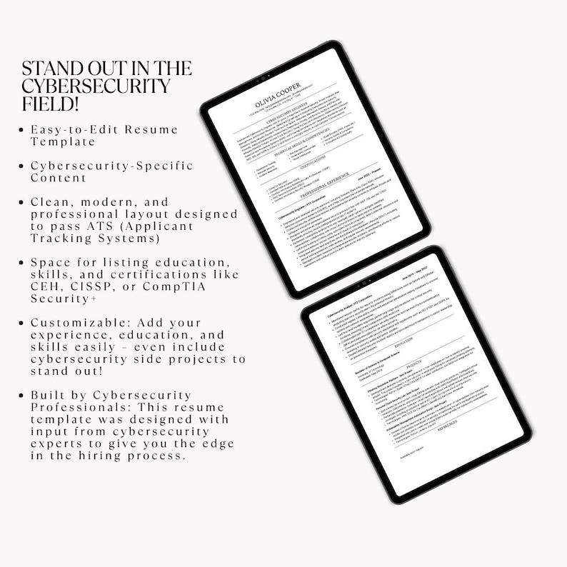 Cyber Security Resume Template | Professional & Customizable | Perfect ...