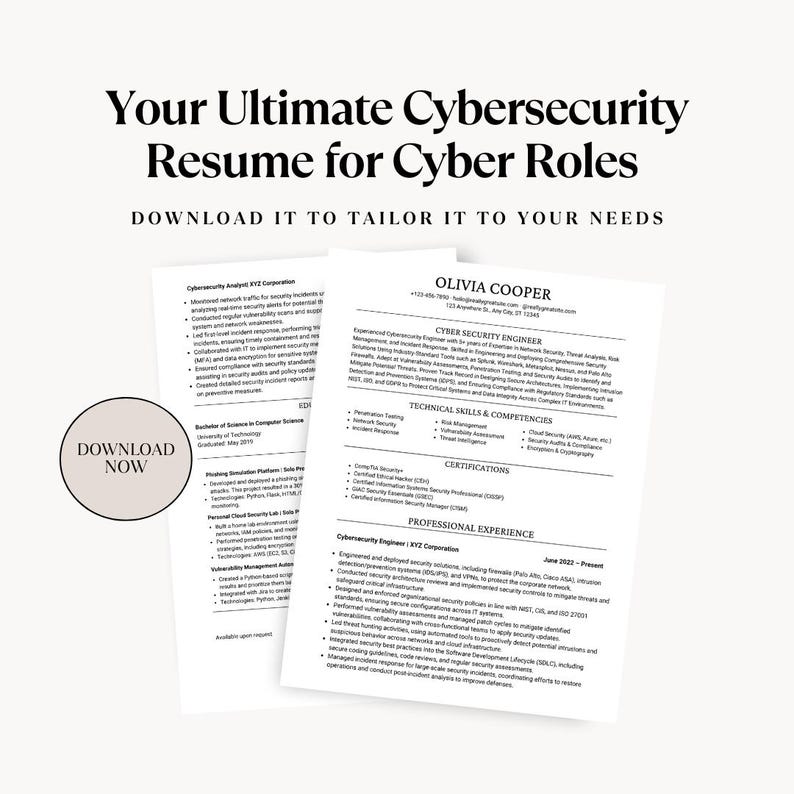 Cyber Security Resume Template | Professional & Customizable | Perfect ...