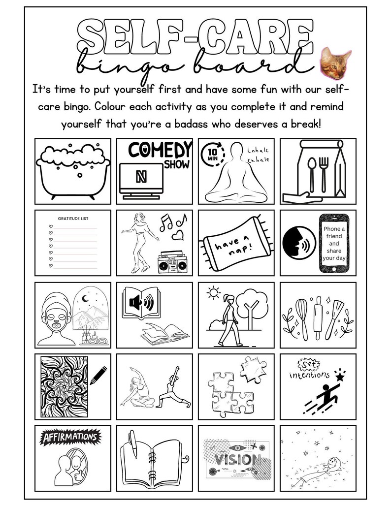 Self-care Bingo Board - Digital Download - Etsy