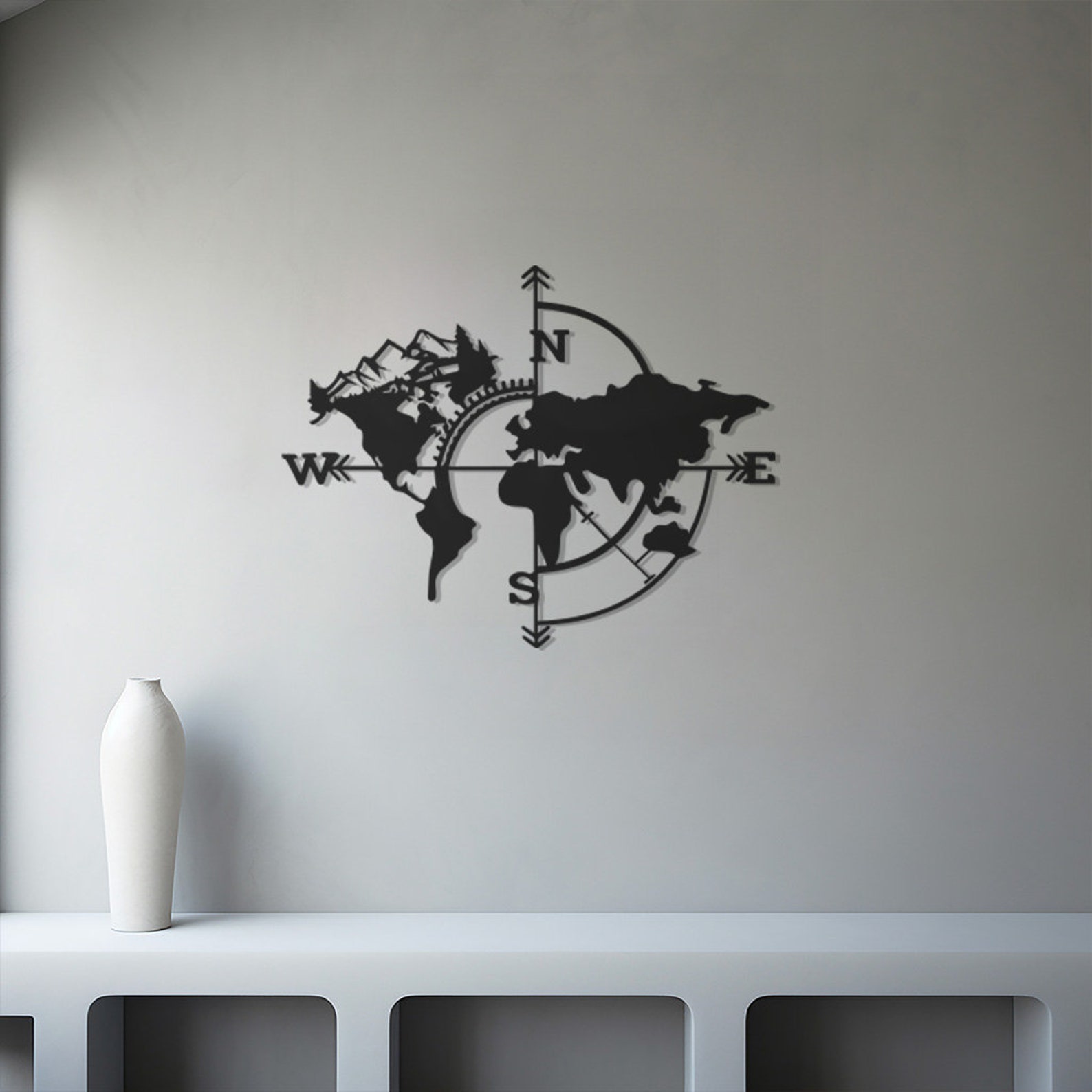 Compass Rose Decor-pirate Metal Wall Art-nautical Compass-metal Compass ...