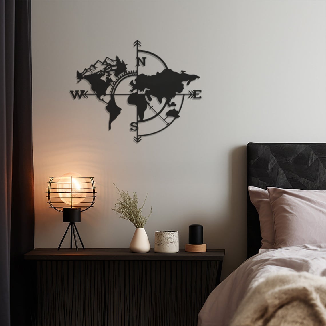 Compass Rose Decor-pirate Metal Wall Art-nautical Compass-metal Compass ...