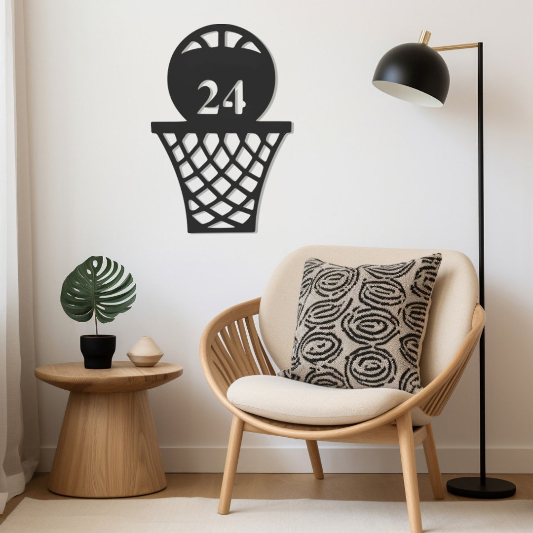 Metal Wall Art, Basketball Hoop Wall Hanging, Metal Decoration, NBA ...