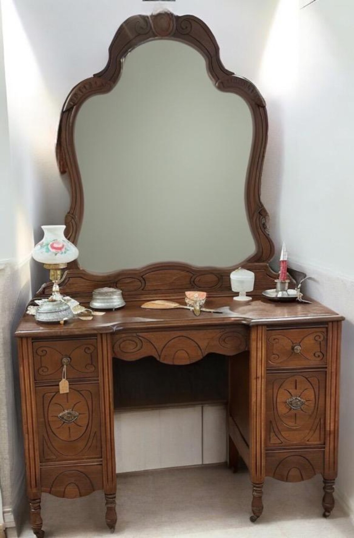 SOLD*** 1920s Vanity With Original Lead Glass Mirror. - Etsy