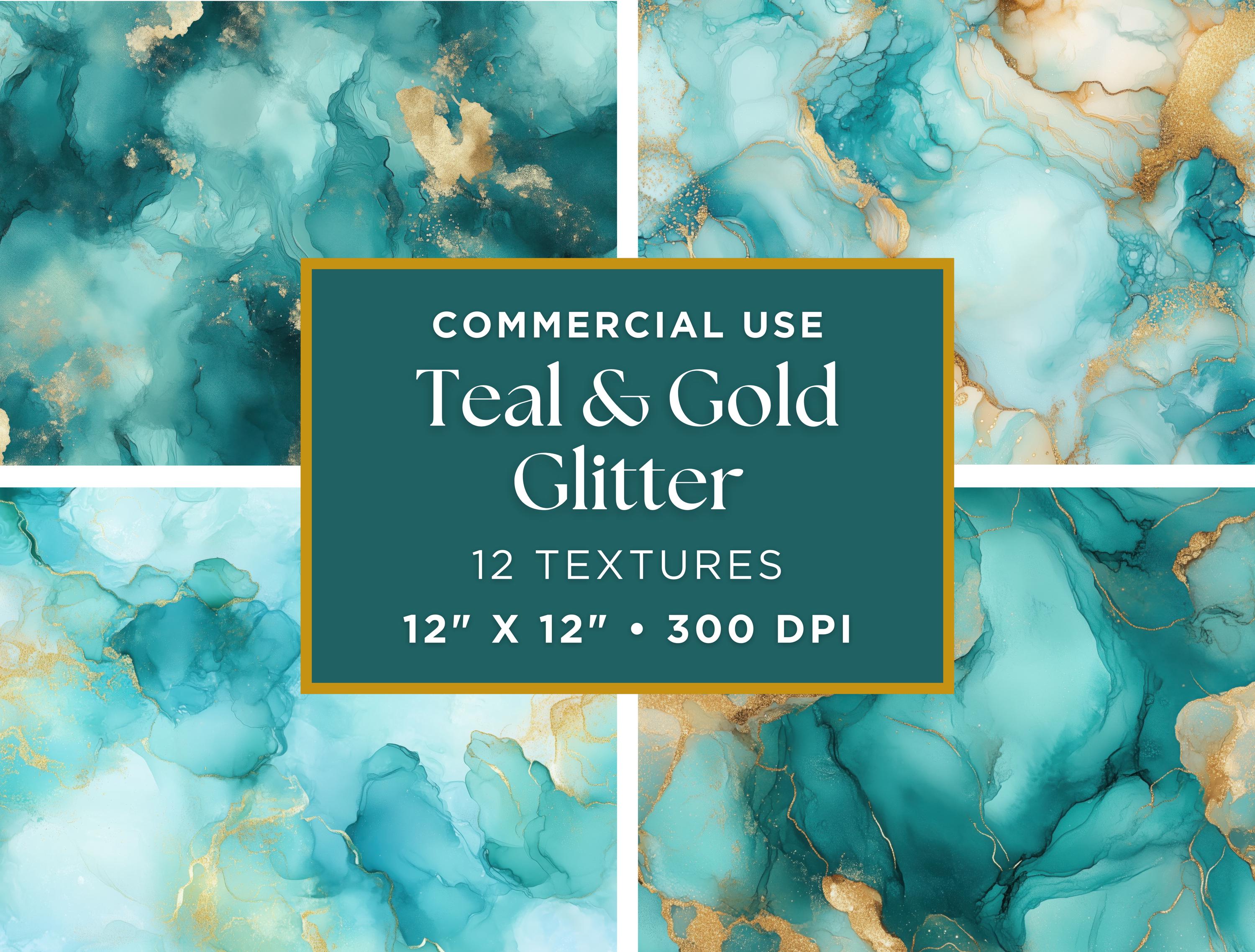 Emerald Green and Gold Digital Paper - Watercolor Marble Backgrounds ...