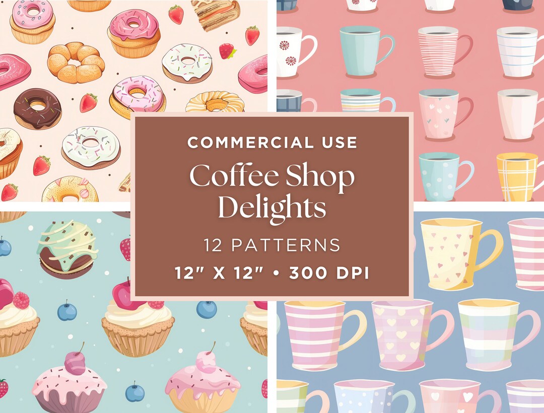 Coffee Themed Digital Papers | Cinnamon Roll Paper Digital | Scrapbook ...