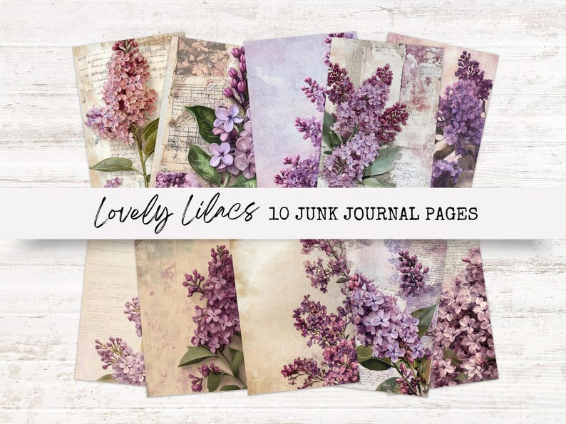 Lilac Junk Journal Pages | Lilac Junk Journal Kit | Lilac Junk Journal ...