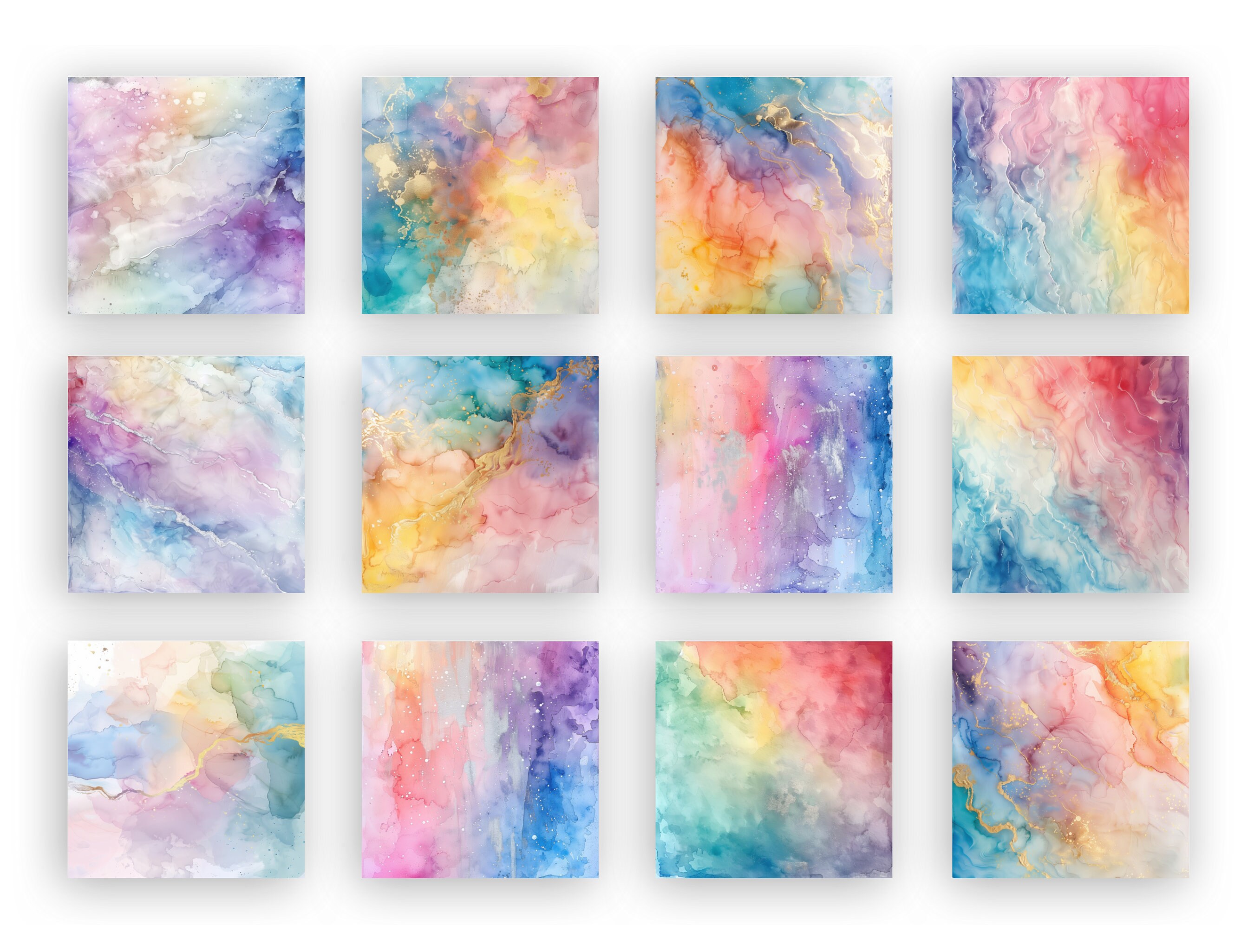 Watercolor Digital Paper Rainbow Colors Gradient, Pink, Purple, Blue ...