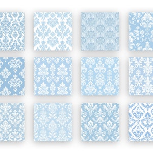 Digital Paper Baby Blue Damask | Printable Damask | Commercial Use ...