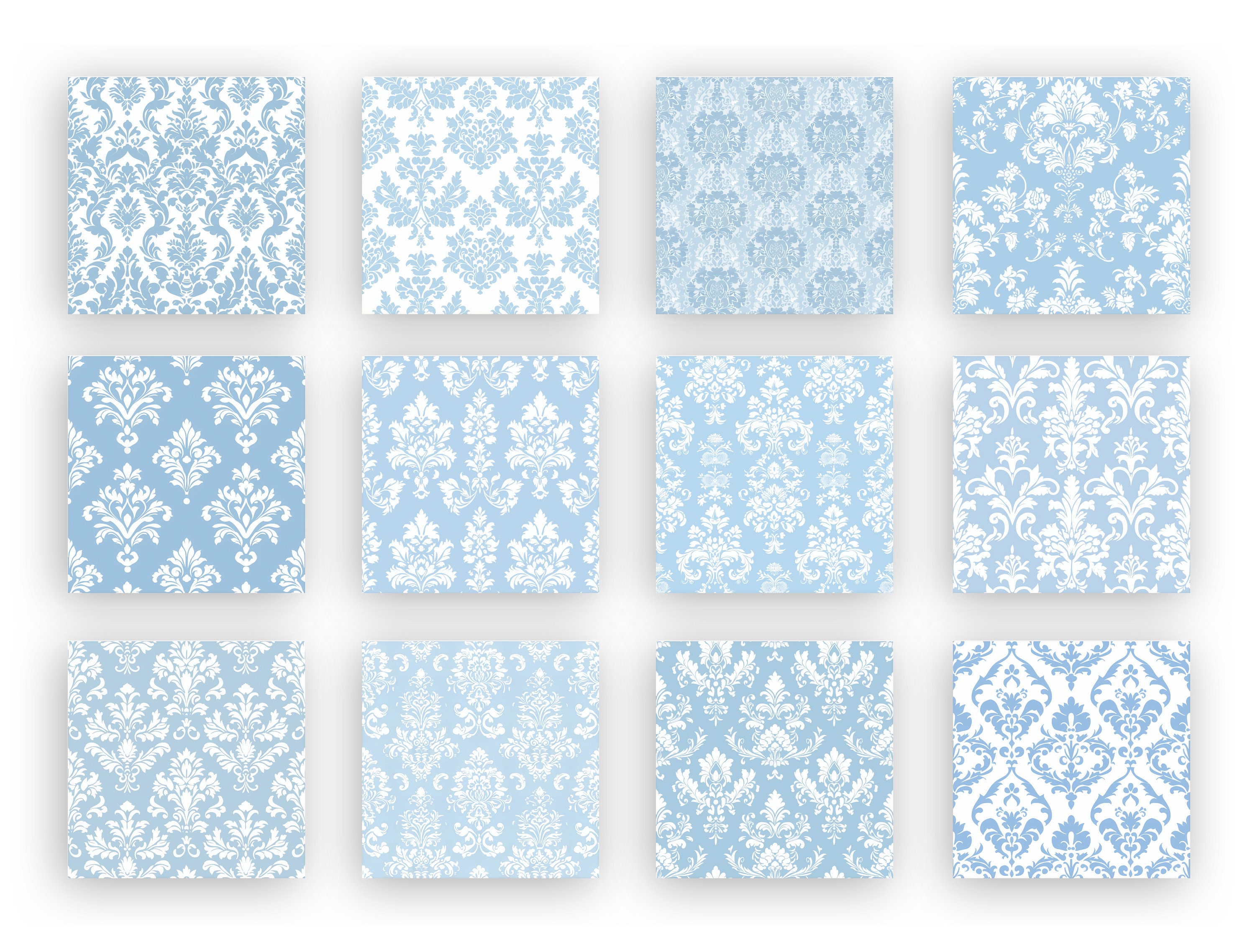 Digital Paper Baby Blue Damask | Printable Damask | Commercial Use ...