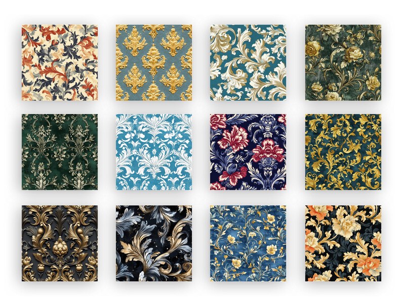 Seamless Printable Baroque Papers | Commercial Use | Seamless Patterns ...