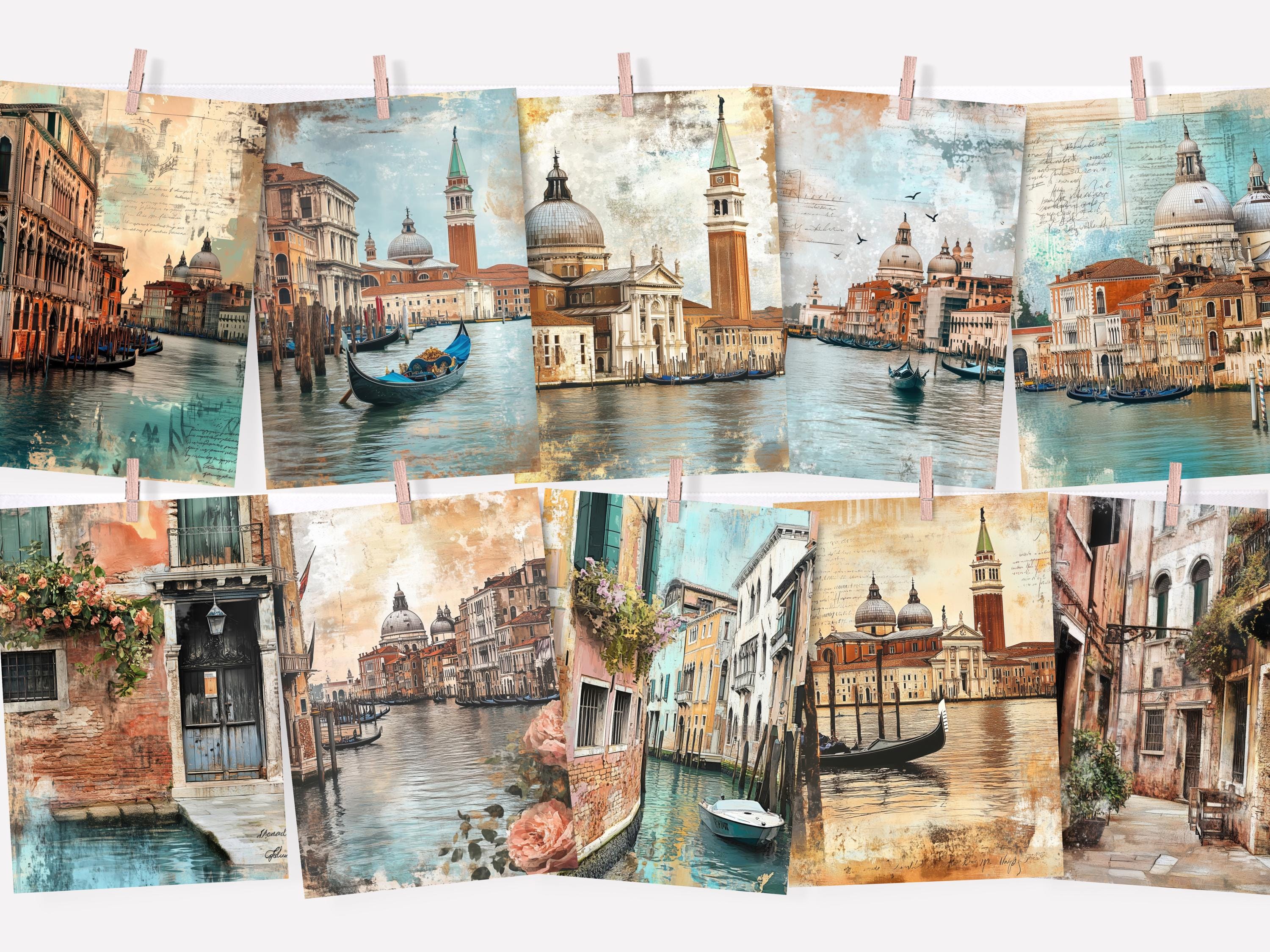 Digital Scrapbook Paper Venice, Printable Vintage Ephemera, Digital ...