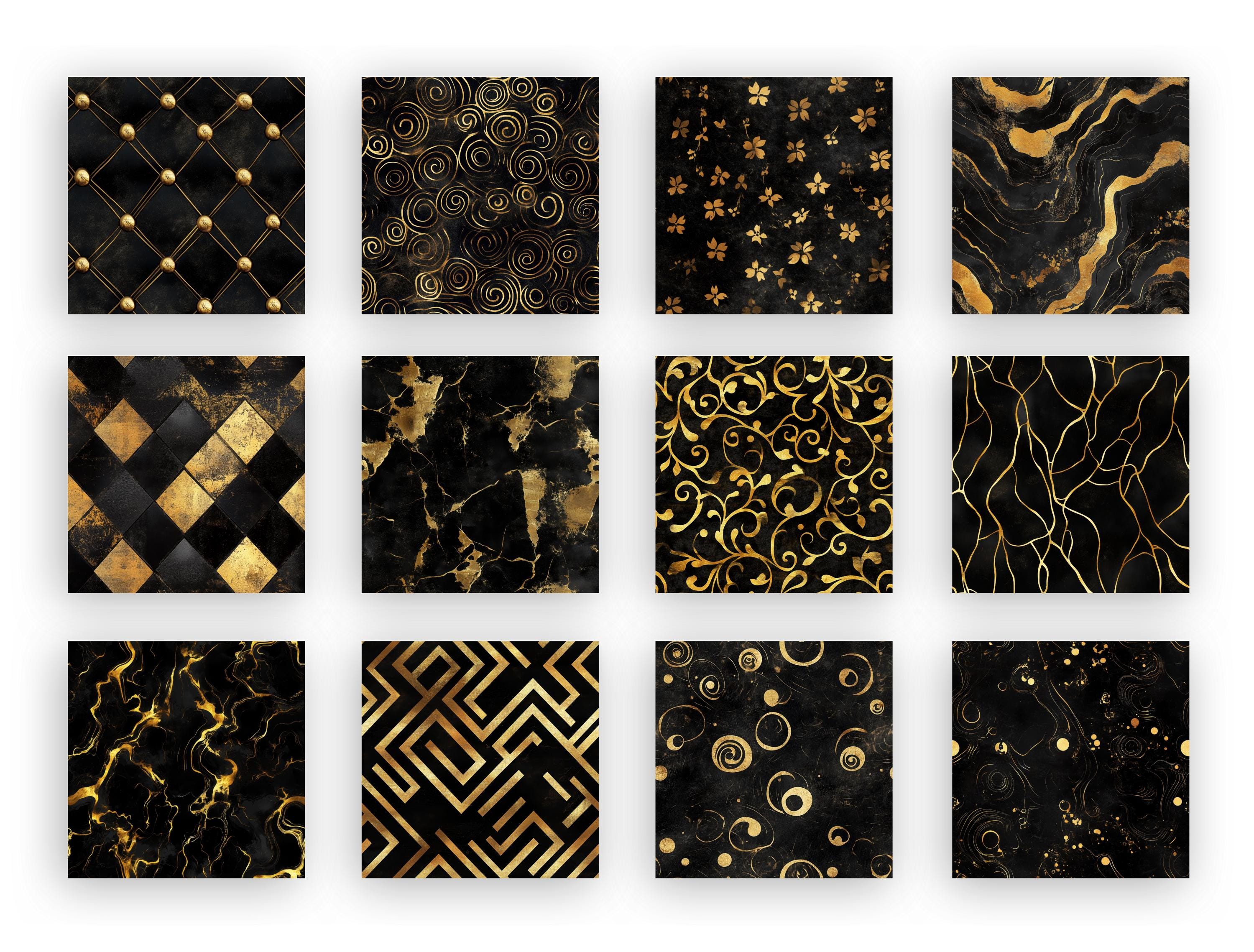 Glitz Glamour Digital Paper | Black Gold Texture Papers | Paper Pack ...