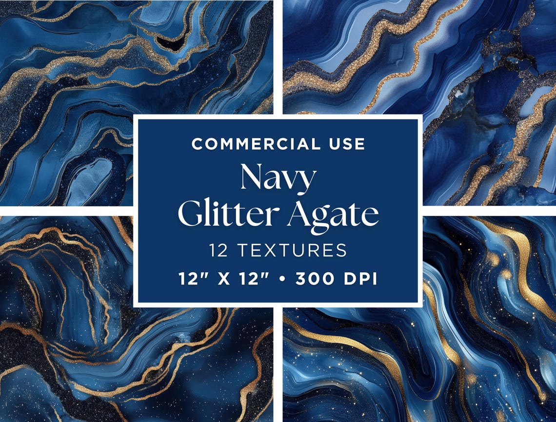 Navy Glitter Digital Paper | Navy Glitter Digital Paper Pack | Seamless ...