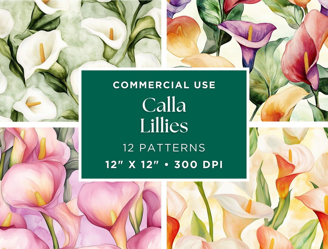 Digital Floral Calla Lily Paper Clipart, Instant Download for Crafts ...