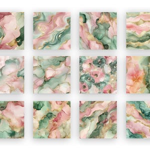Alcohol Ink Seamless Pattern Glitter Digital Paper | Sage and Pink ...
