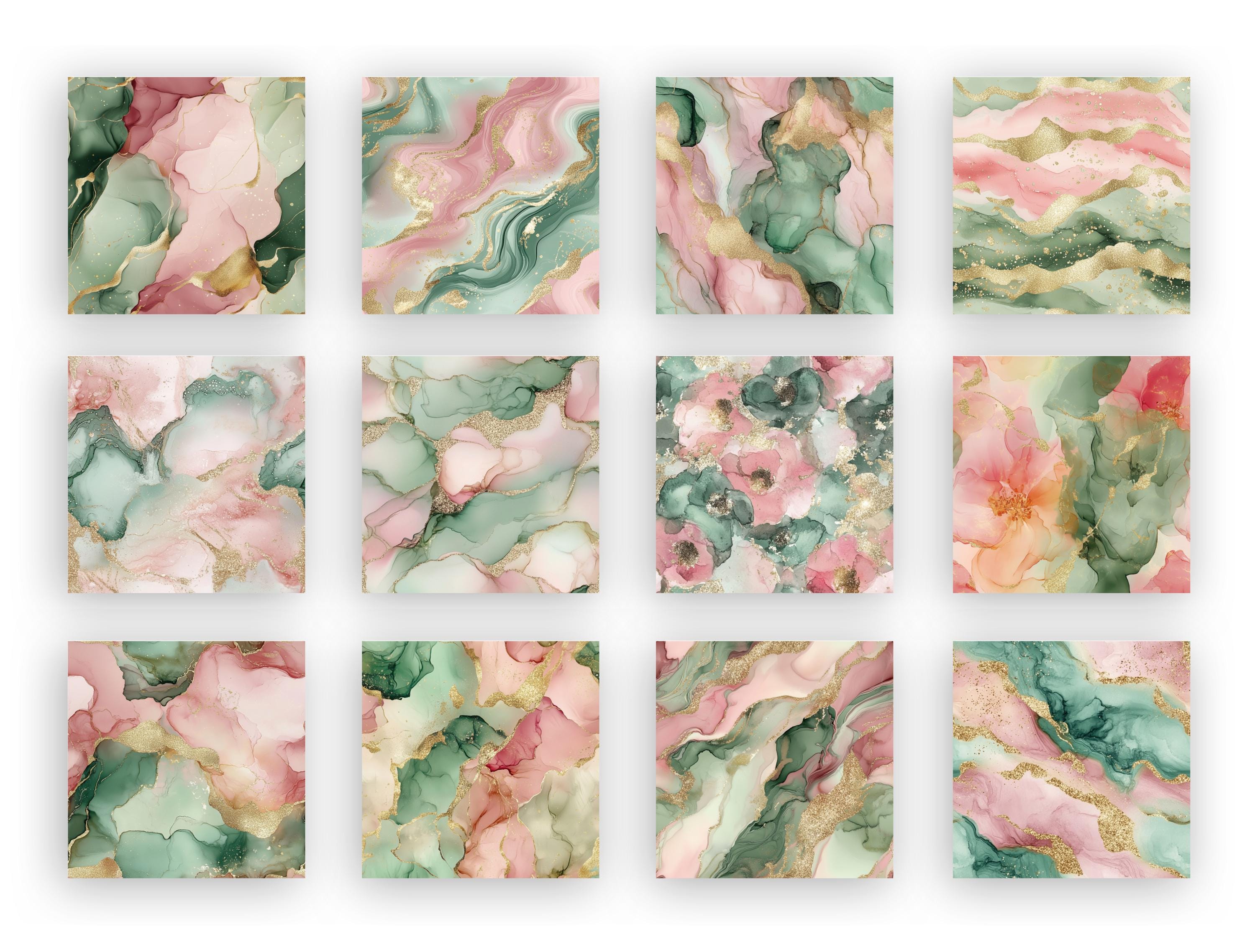 Alcohol Ink Seamless Pattern Glitter Digital Paper | Sage and Pink ...