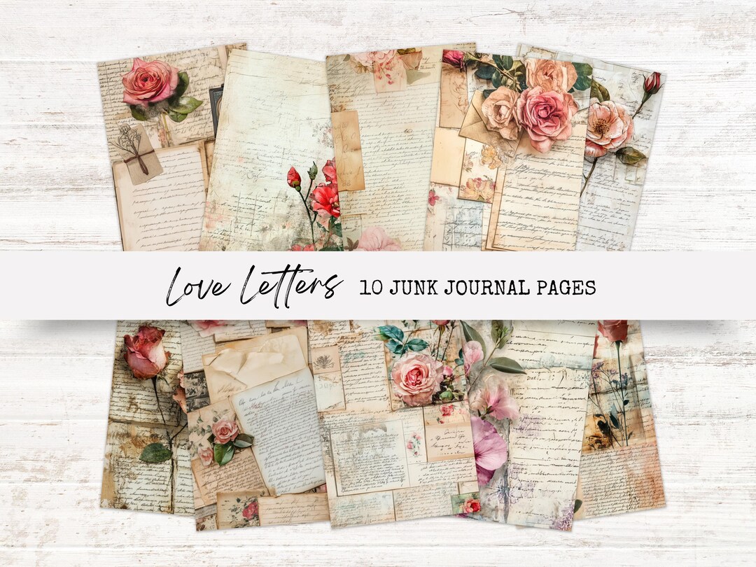 Love Letters Junk Journal Pages, Vintage Ephemera, Printable Digital ...