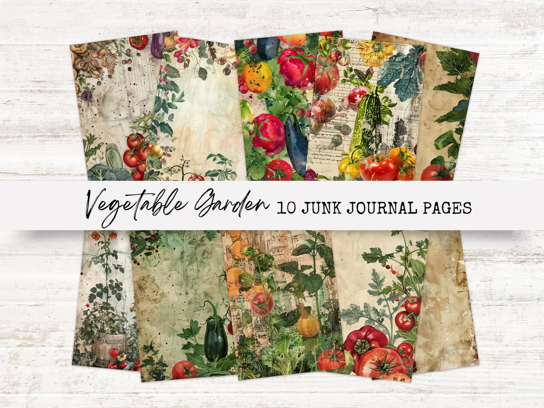 Vegetable Junk Journal Digital, Printable Scrapbook Pages, Vintage ...