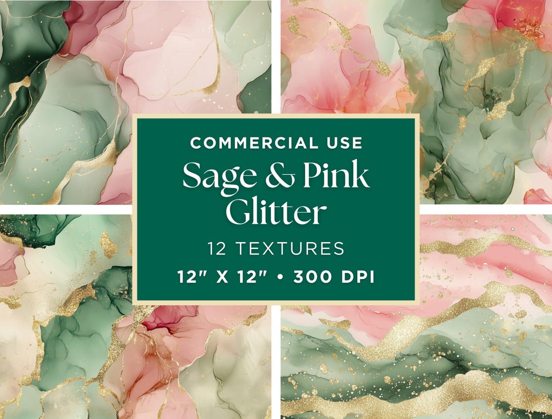 Alcohol Ink Seamless Pattern Glitter Digital Paper | Sage and Pink ...