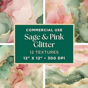 Alcohol Ink Seamless Pattern Glitter Digital Paper | Sage and Pink ...