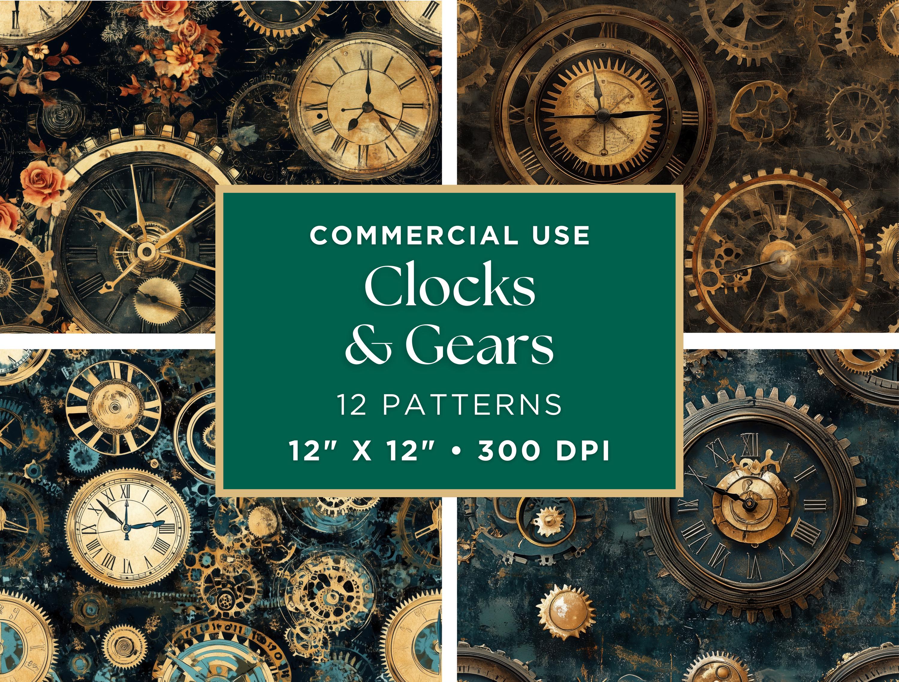 Printable Steampunk Backgrounds Paper | Digital Paper Gears and Clocks ...