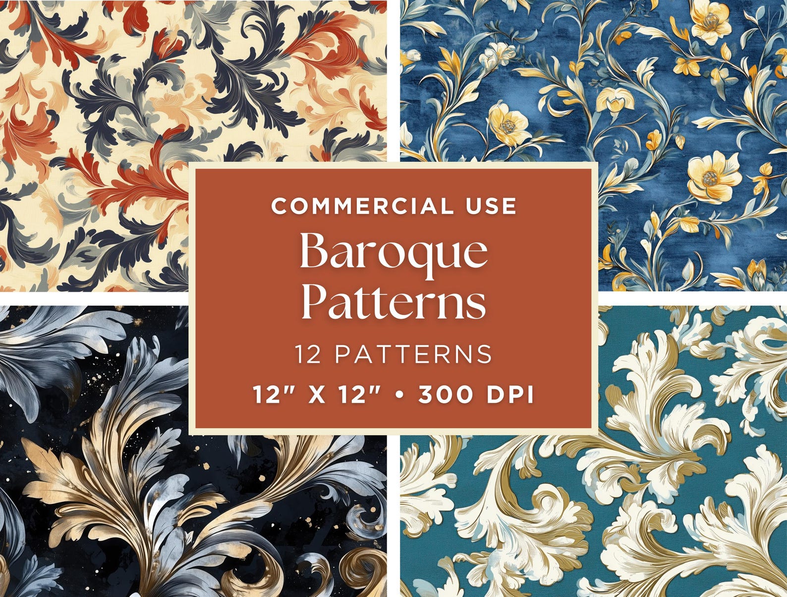 Seamless Printable Baroque Papers Commercial Use Seamless Patterns ...